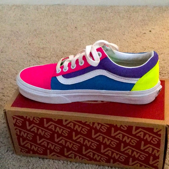 Vans | Shoes | Vans Old Skool Color Block Neon | Poshmark